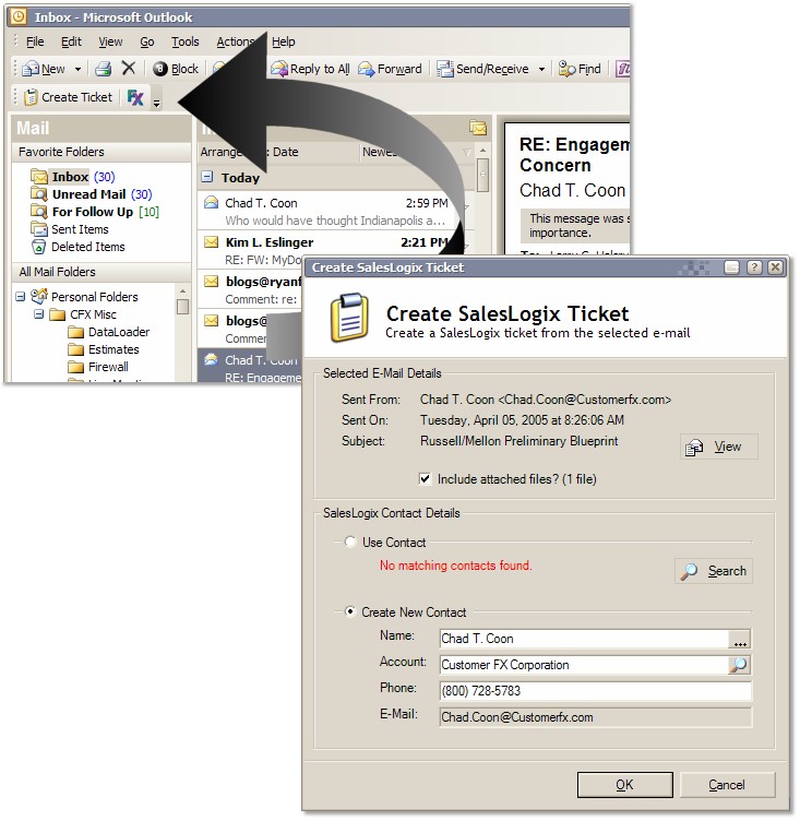 Outlook Ticket Addin | Customer FX